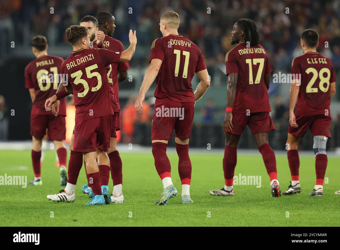 Rome, Italy 24.10.2024: Artem Dovbyk of Roma score the goal penalty and ...
