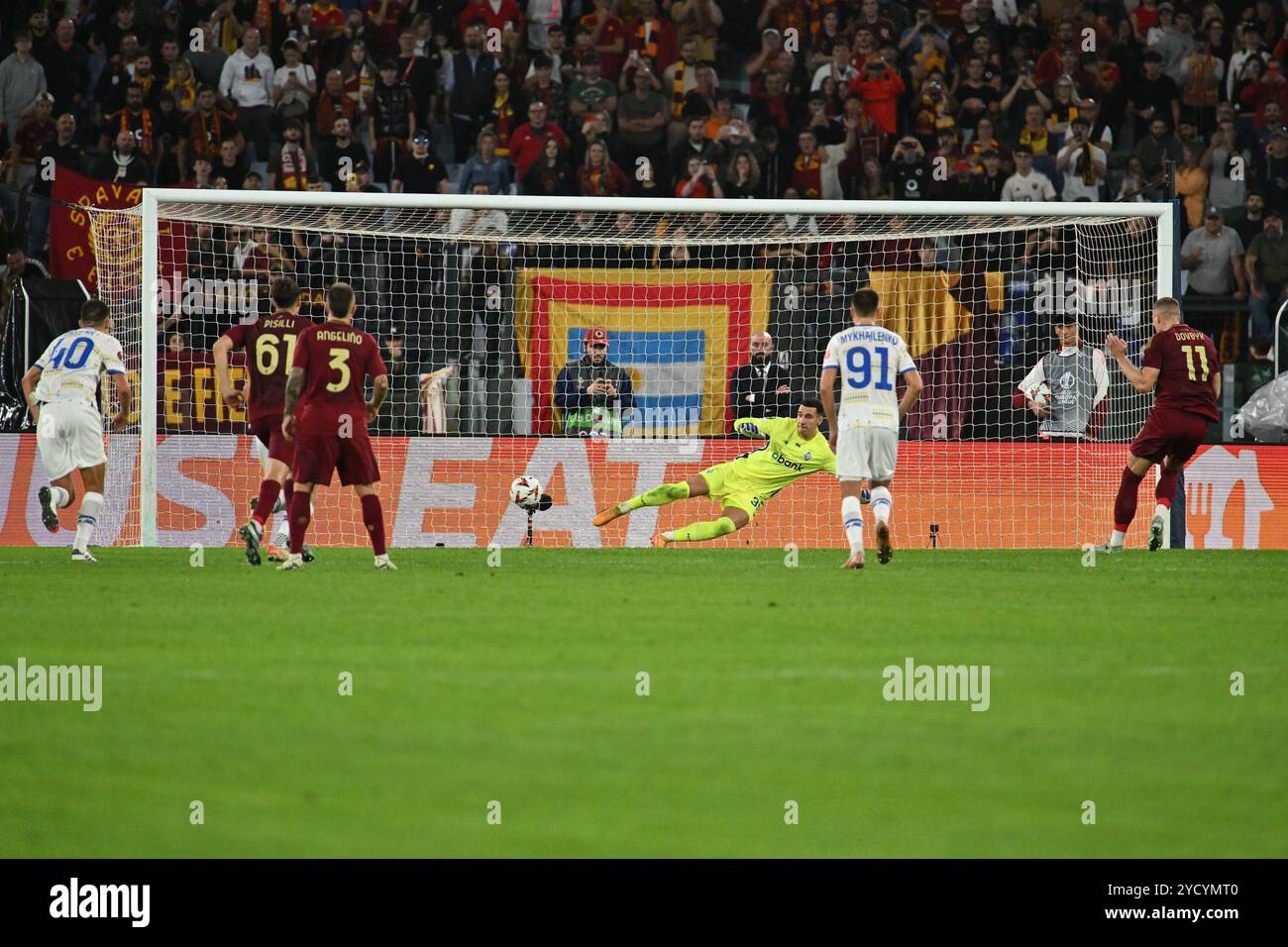 Artem Dovbyk of A.S. Roma is scoring the goal of 1-0 during the UEFA ...