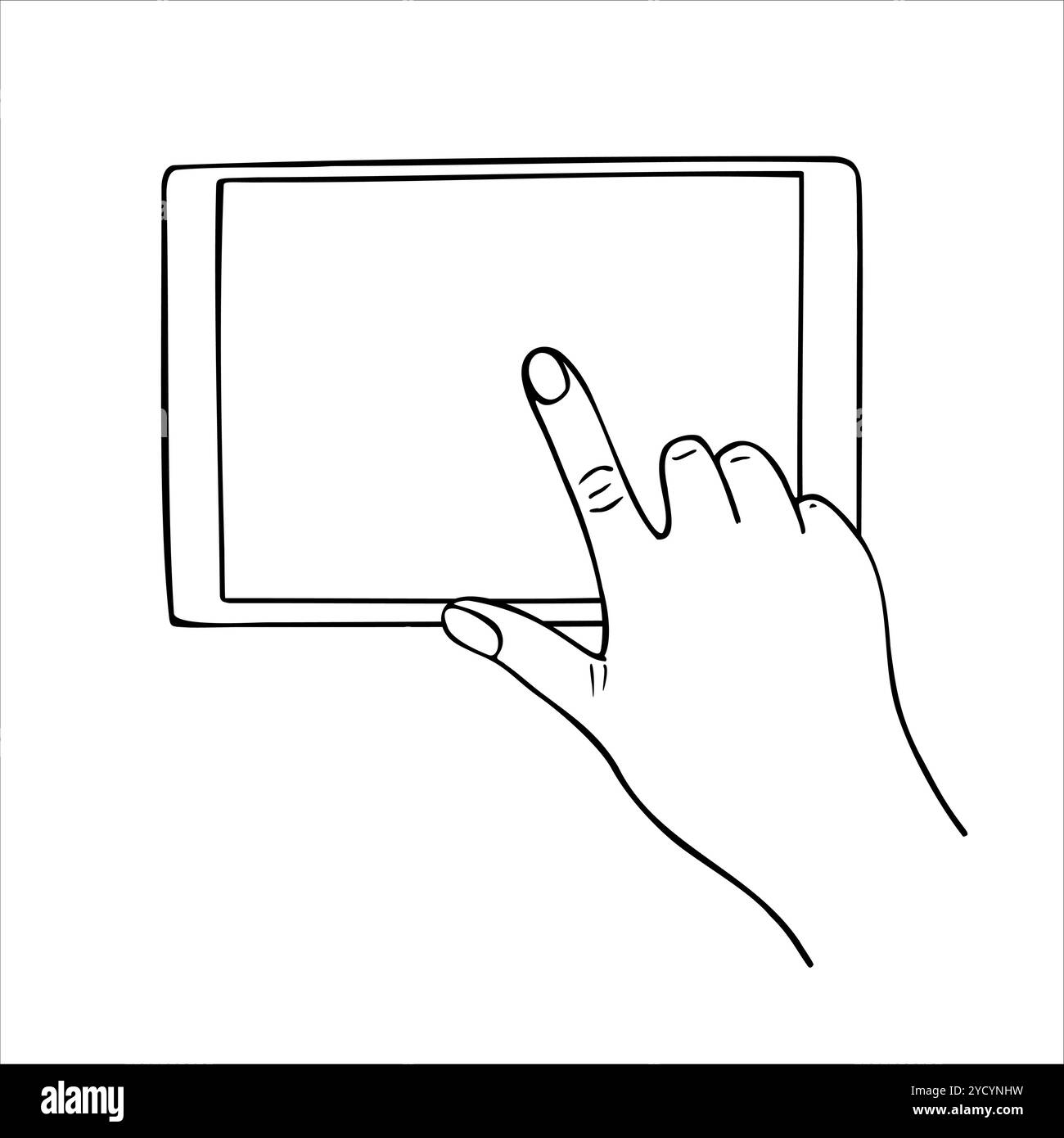 Finger touching tablet business Stock Vector Images - Alamy