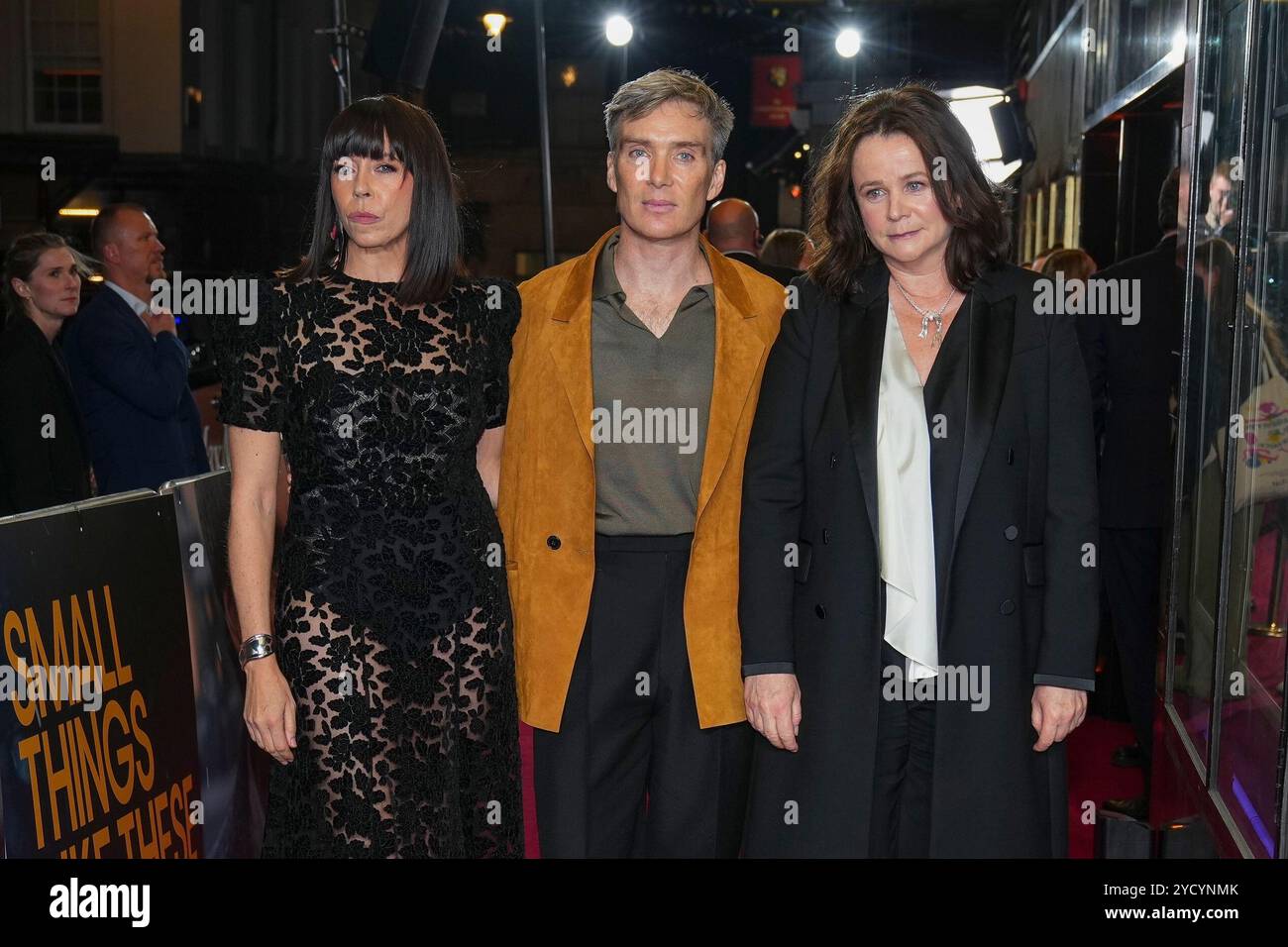 Eileen Walsh, from left, Cillian Murphy and Emily Watson pose for photographers upon arrival at ...