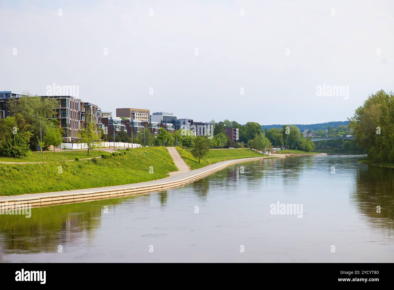 View city above river bank hi-res stock photography and images - Alamy