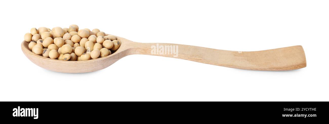 Spoon with soy beans isolated on white Stock Photo - Alamy