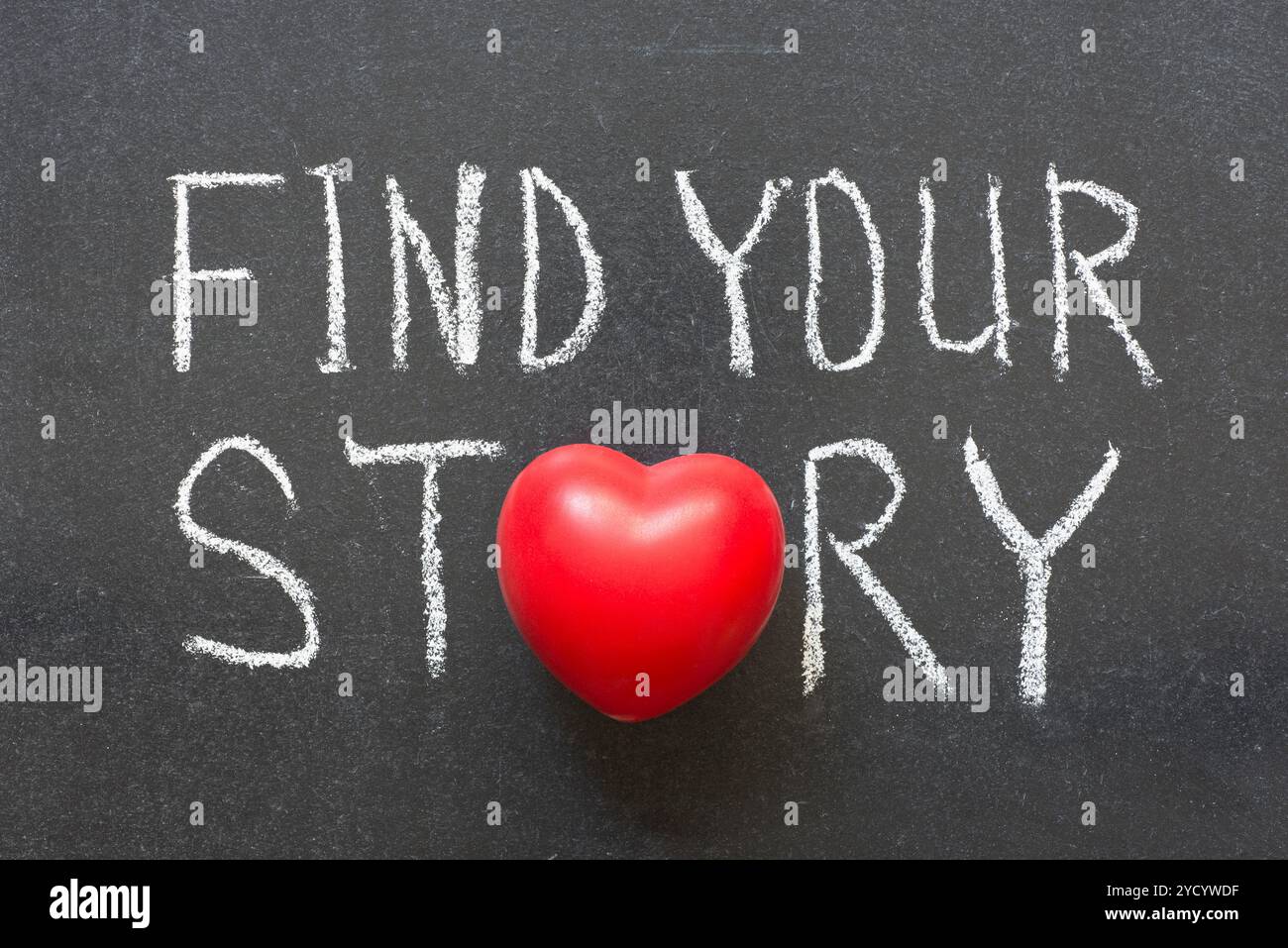 find your story phrase handwritten on chalkboard with heart symbol ...