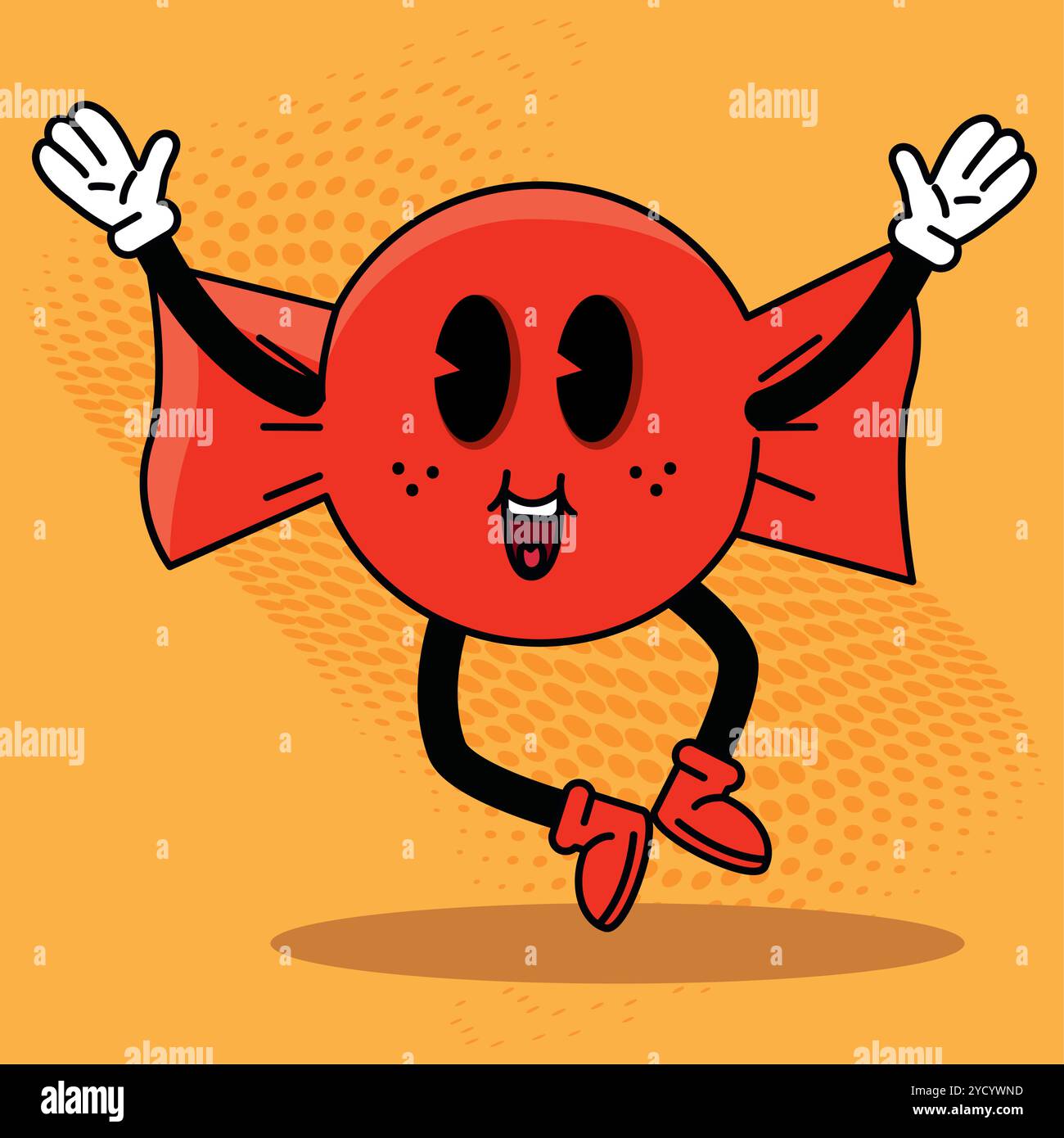 Cartoon candy character jumping with joy and waving, Vector Stock ...