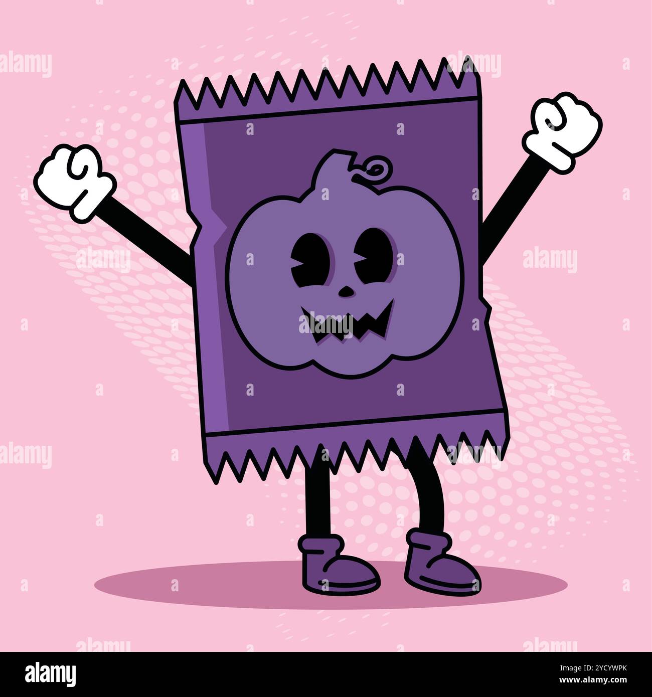 Candy wrapper character raising arms in excitement, Vector Stock Vector ...
