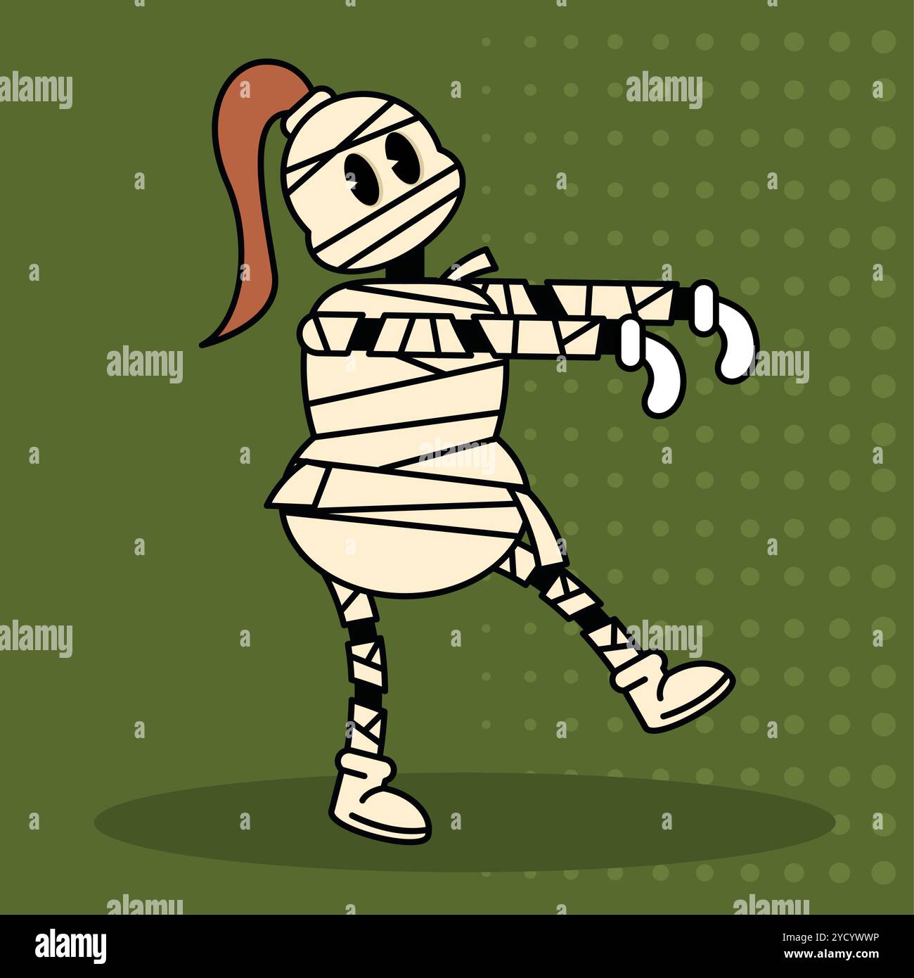 Mummy cartoon character walking with arms outstretched, Vector Stock ...