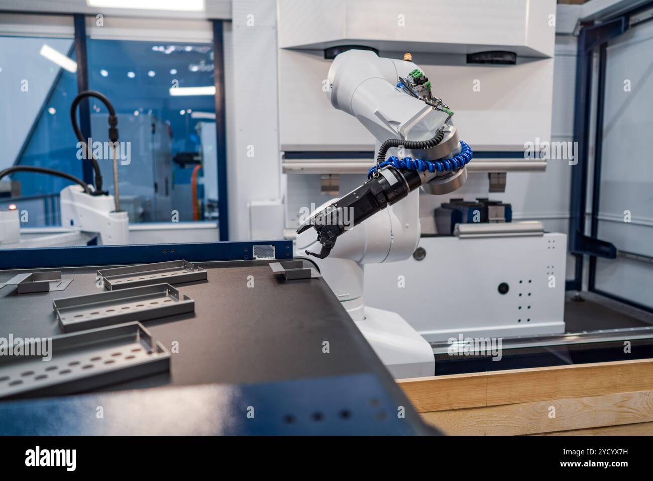 Robotic Arm modern industrial technology. Automated production cell ...