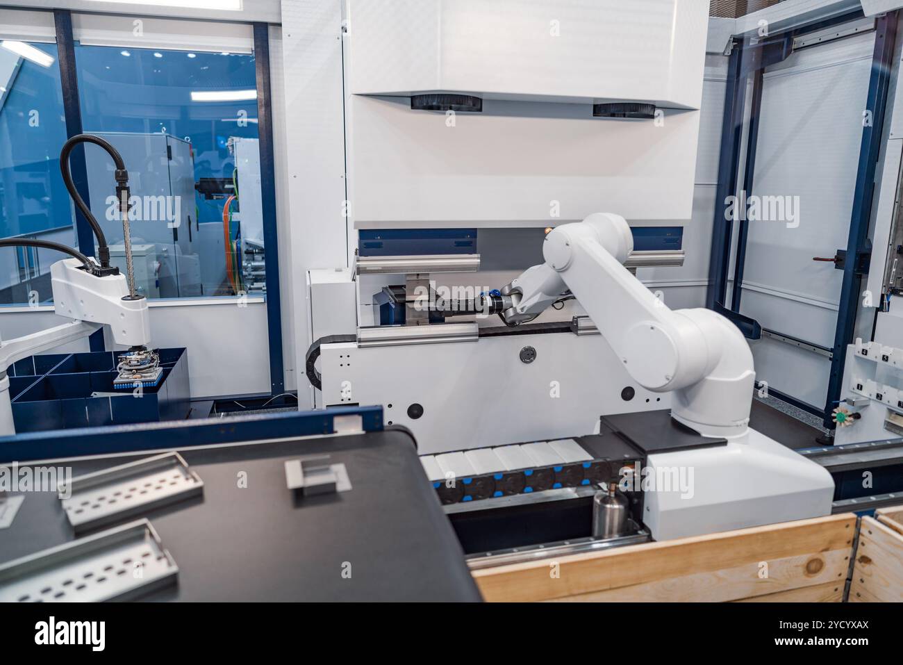 Robotic Arm modern industrial technology. Automated production cell ...