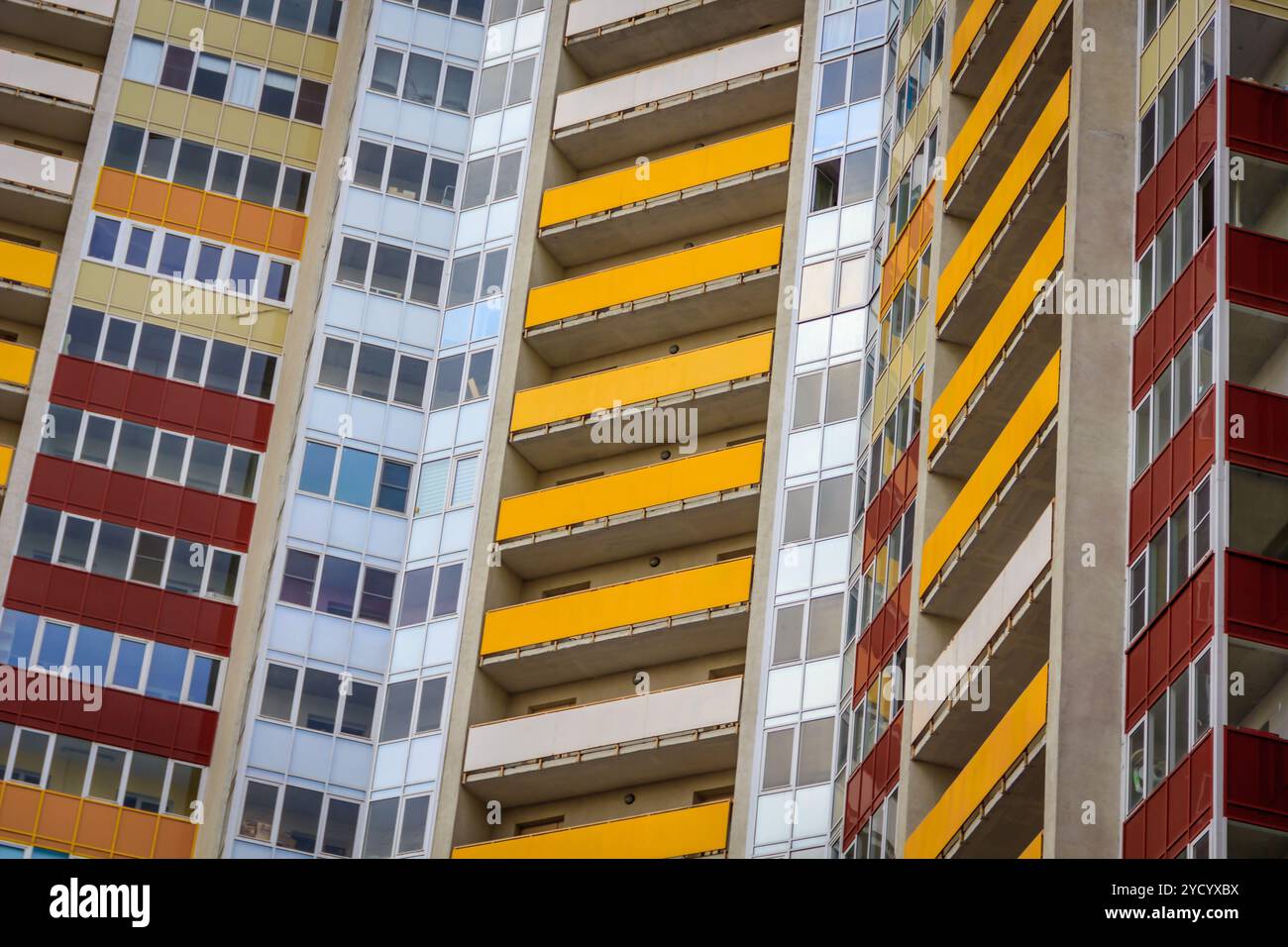 The windows of a high-rise multi-storey residential building. Buildings ...