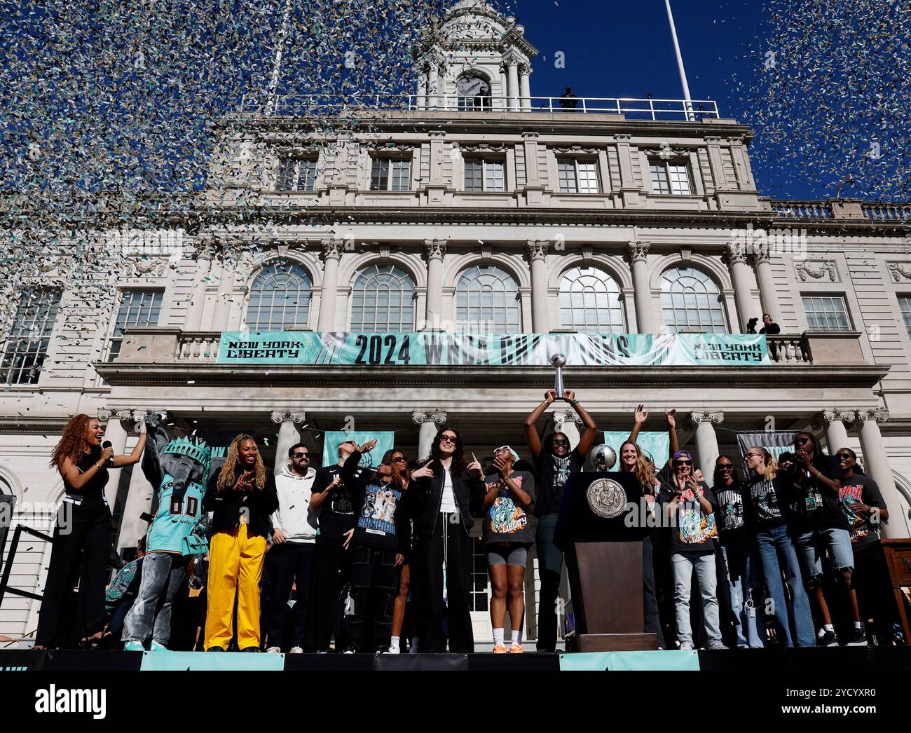 New York, United States. 24th Oct, 2024. WNBA 2024 champions New York ...