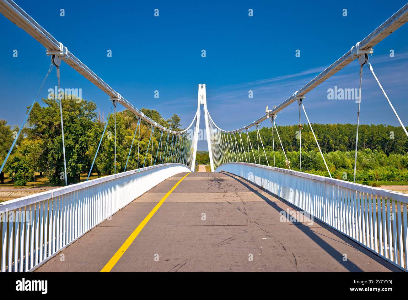 Drava river pedestrian bridge in Osijek, connecting Slavonija and ...