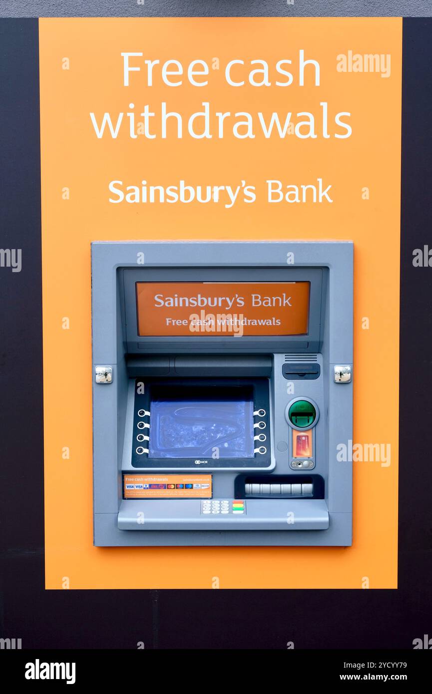 An ATM cashpoint outside a newly opened Sainsbury's supermarket in ...