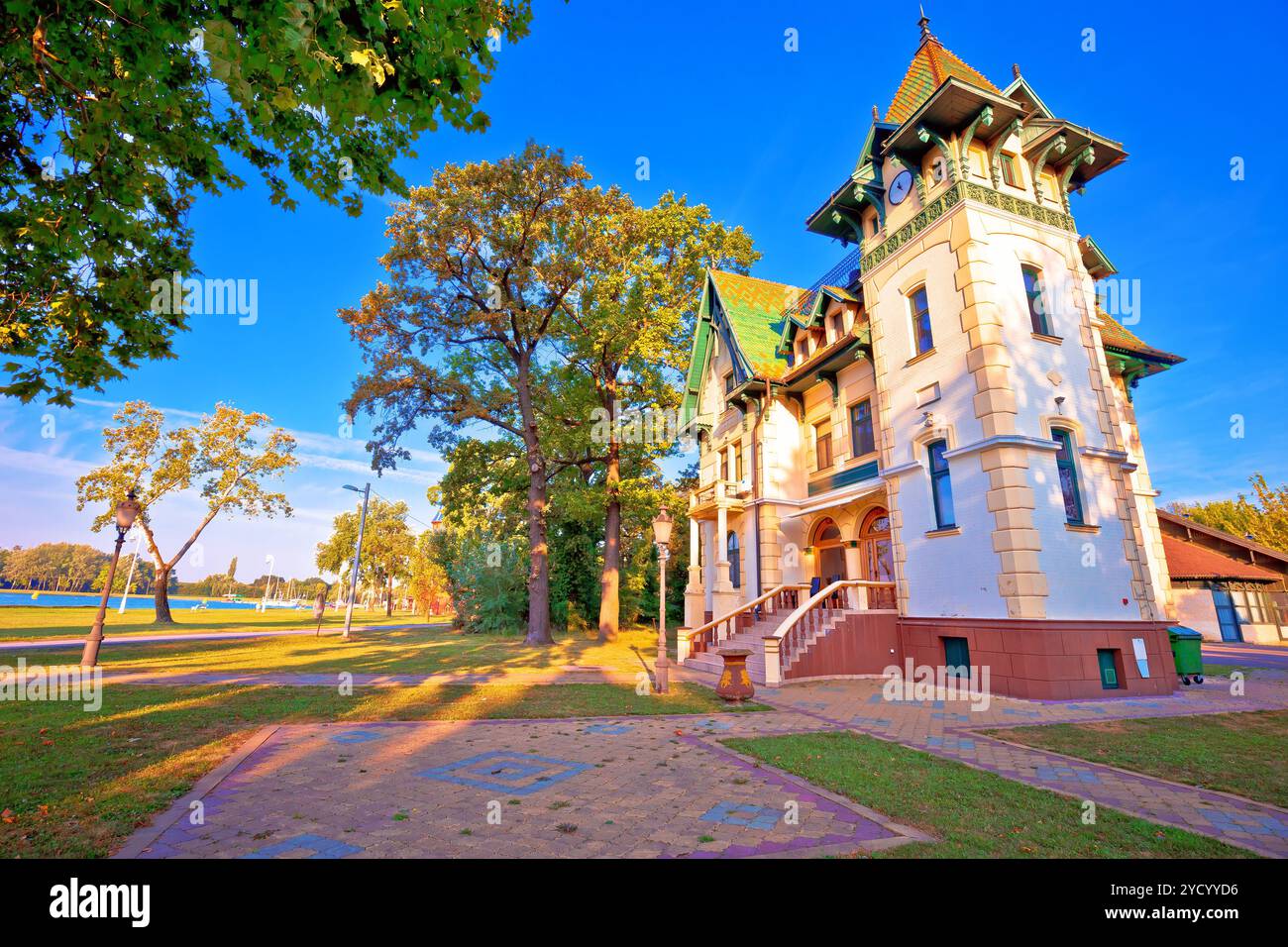 Palic lake waterfront near Subotica historic architecture view ...
