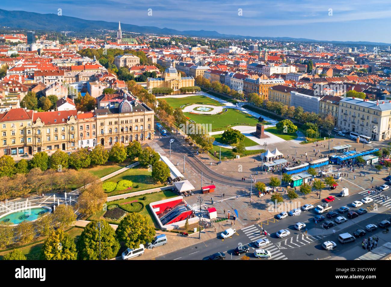 Zagreb historic city center aerial view Stock Photo - Alamy