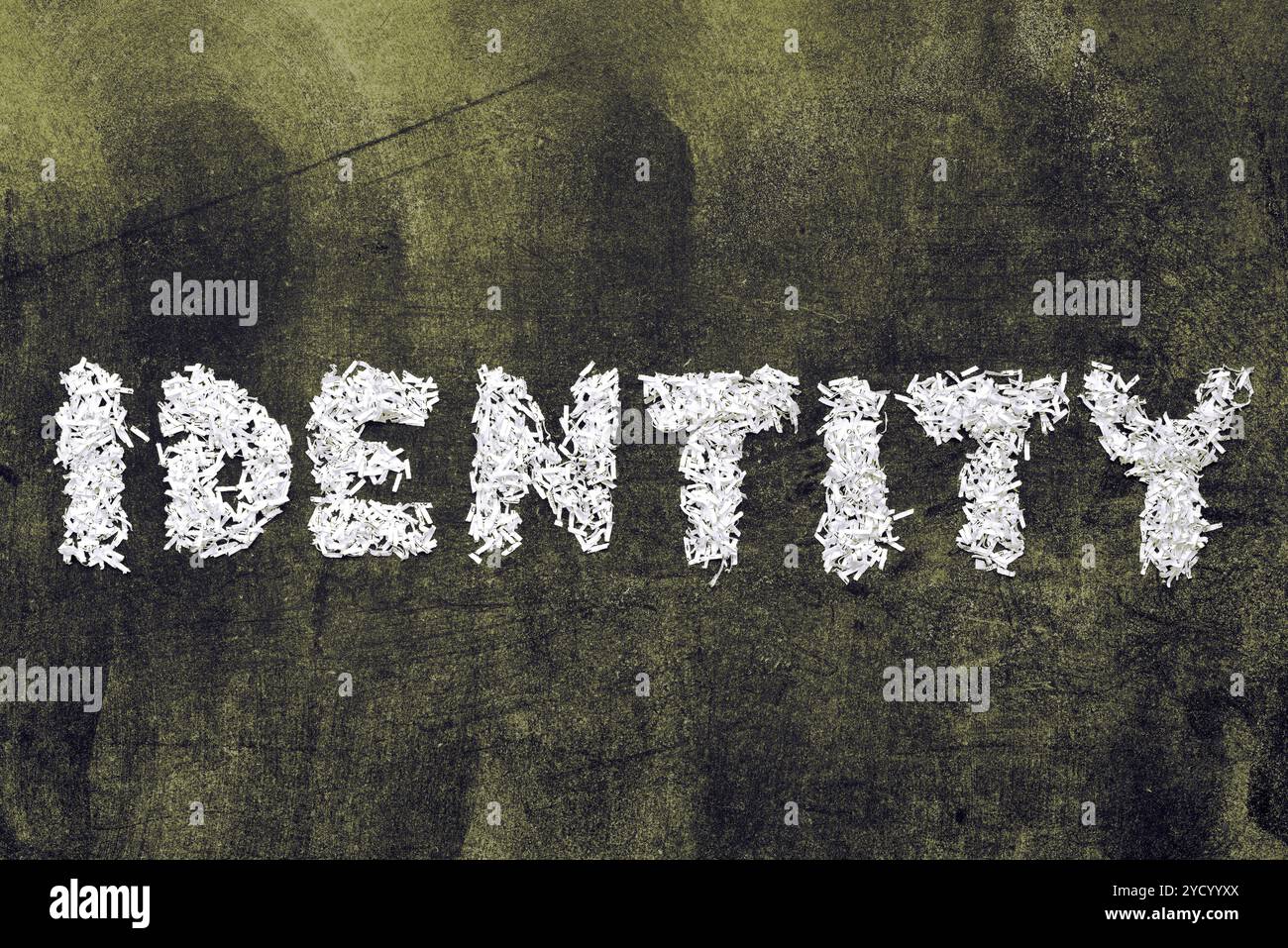identity word made from shredded paper on blackboard surface Stock ...