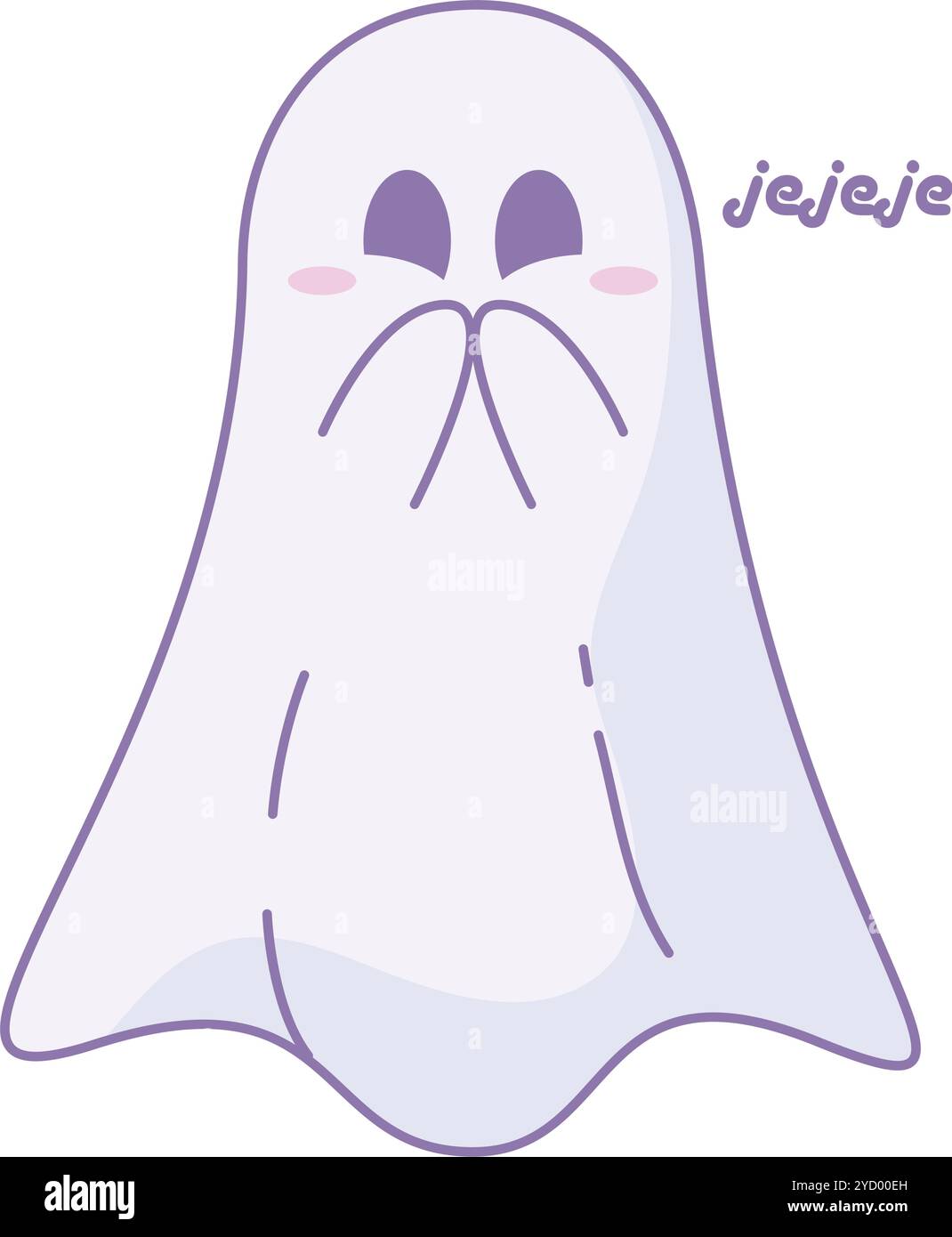 Shy cartoon ghost blushing with embarrassed expression, Vector Stock ...