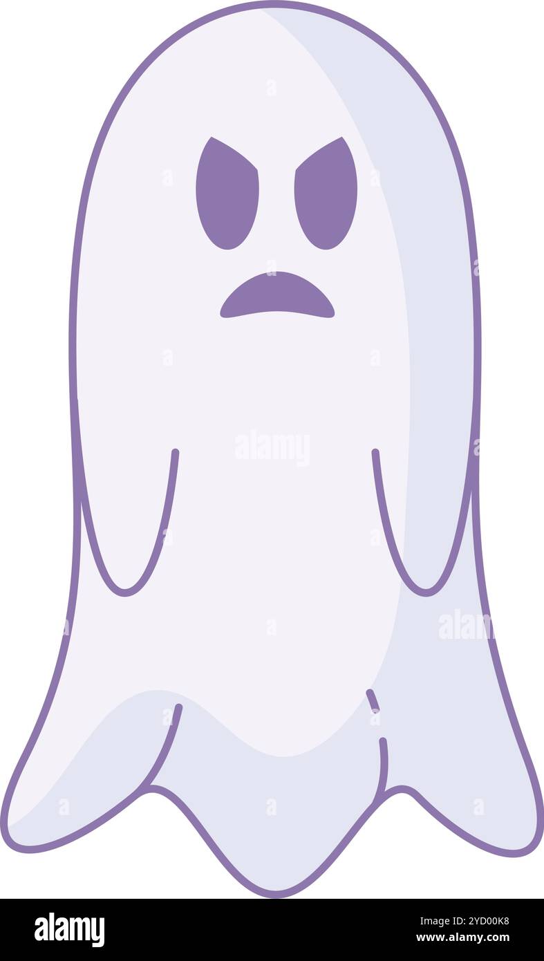 Angry cartoon ghost character with frowning expression, Vector Stock ...