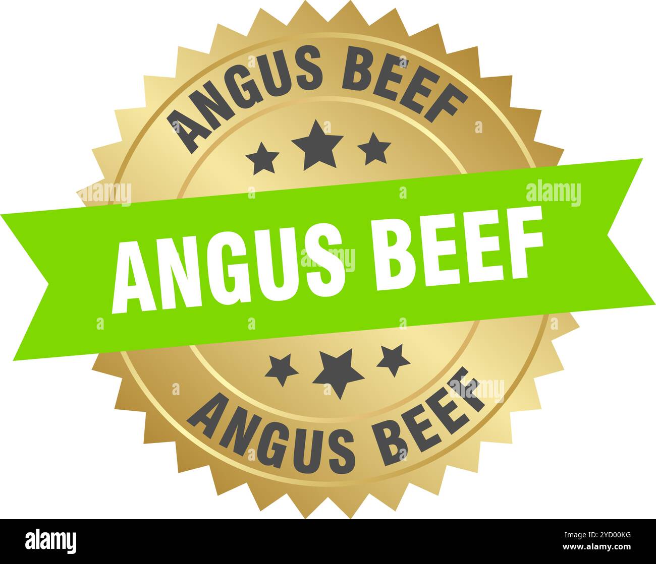 angus beef round green and gold label isolated on transparent ...