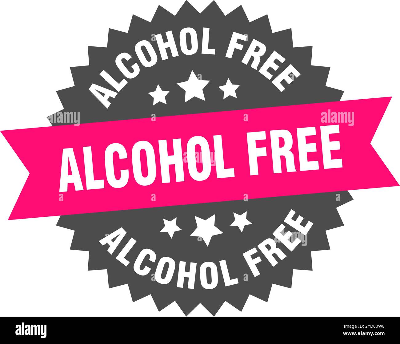 alcohol free round pink label isolated on transparent background ...