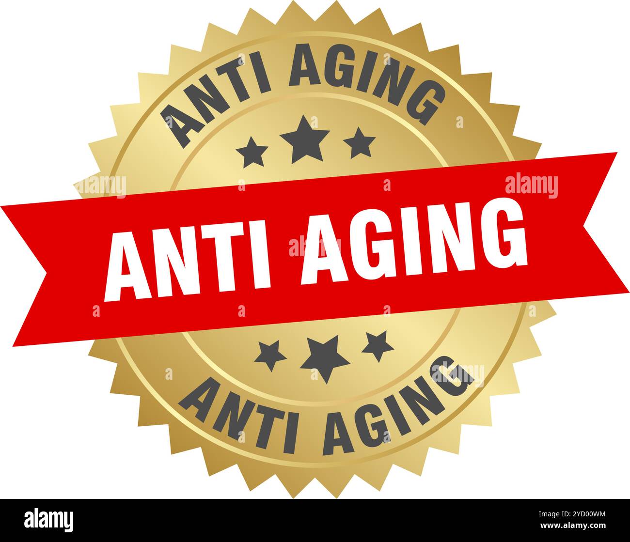 anti aging round red and gold label isolated on transparent background ...