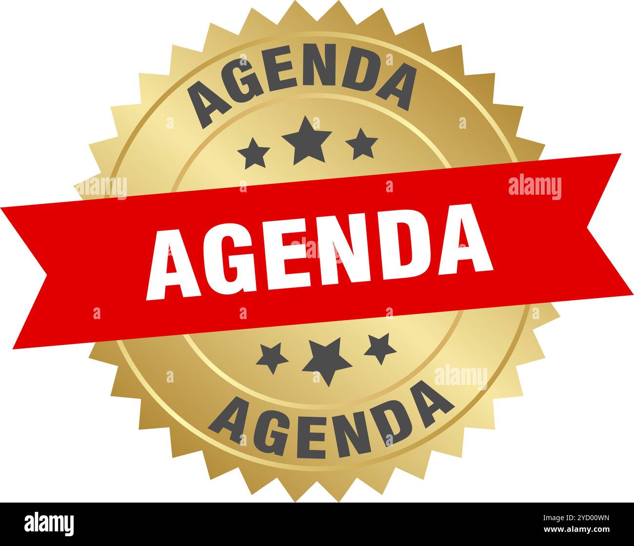 agenda round red and gold label isolated on transparent background ...