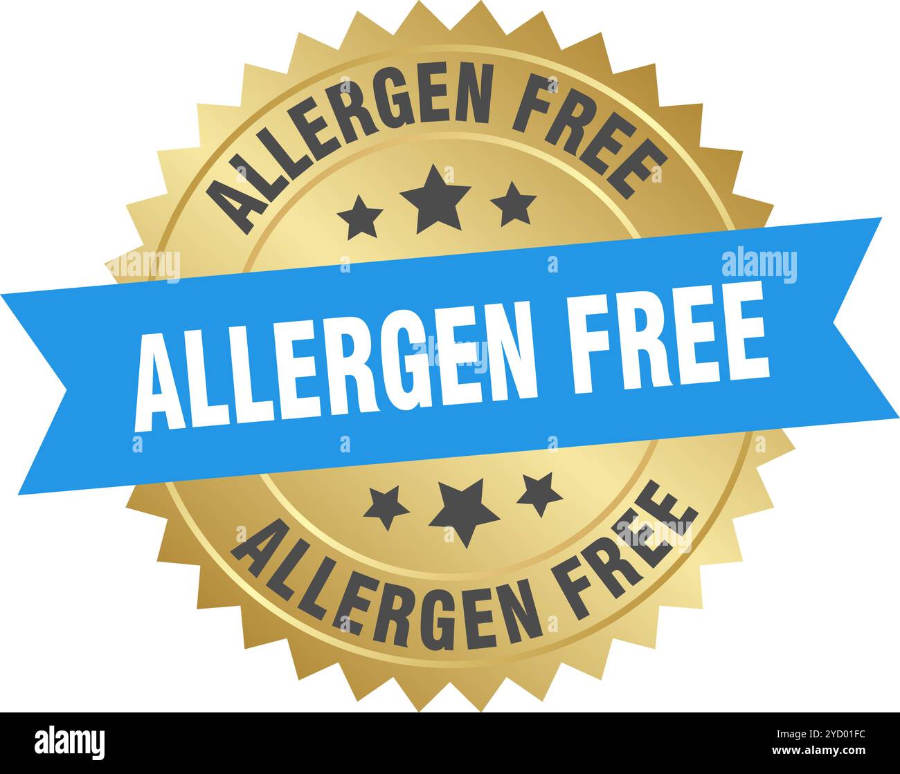 allergen free round blue and gold label isolated on transparent ...