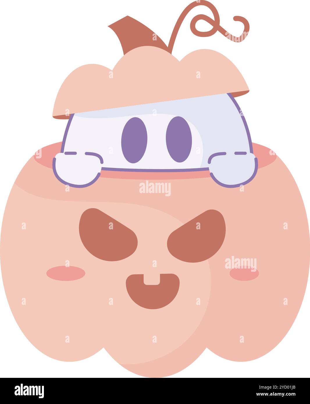 Cartoon ghost peeking out of pumpkin with happy face, Vector Stock ...