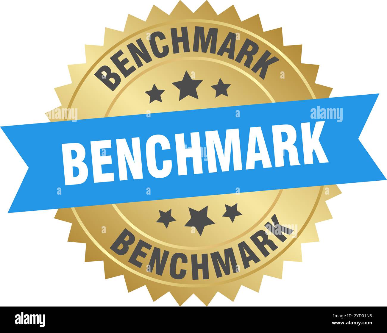 benchmark round blue and gold label isolated on transparent background ...