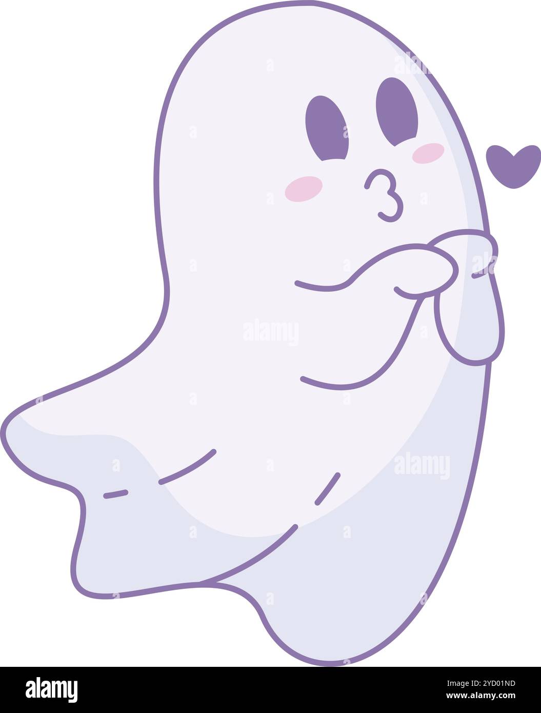 Cartoon ghost blowing a kiss with heart shape, Vector Stock Vector ...