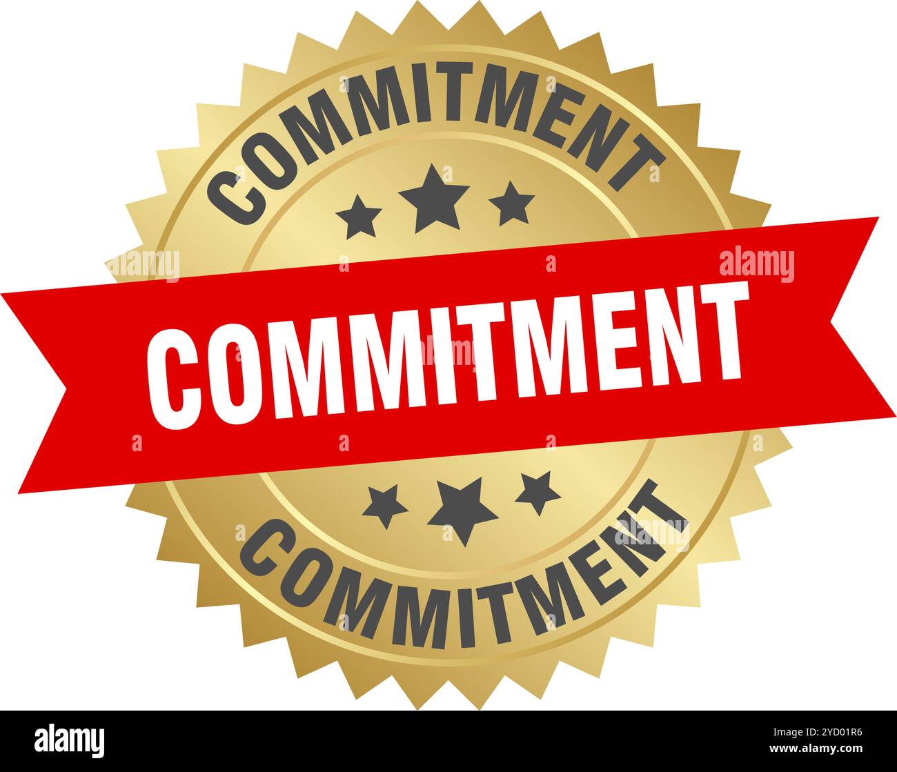 commitment round red and gold label isolated on transparent background ...