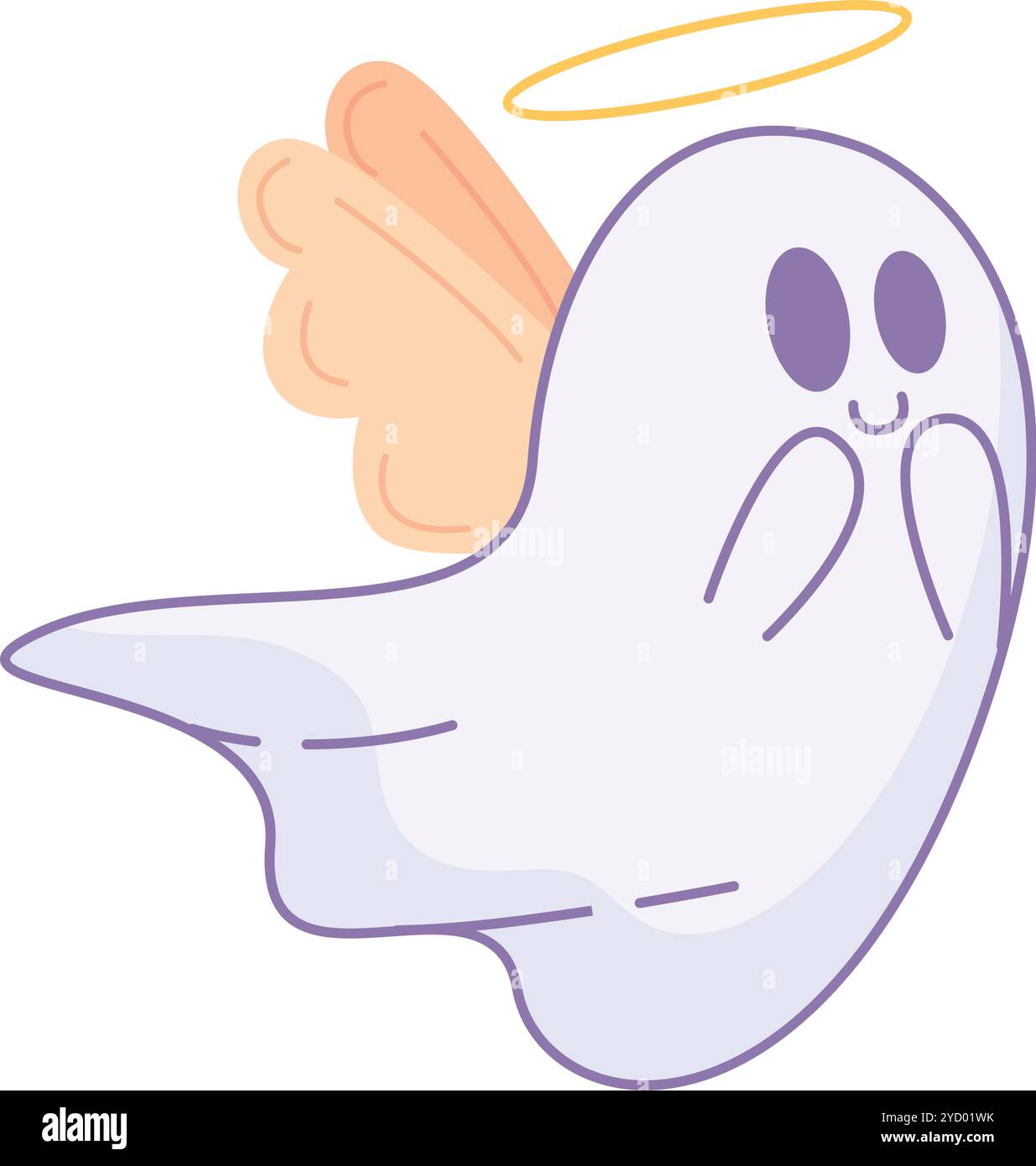 Cute angel ghost with halo and wings smiling sweetly, Vector Stock ...