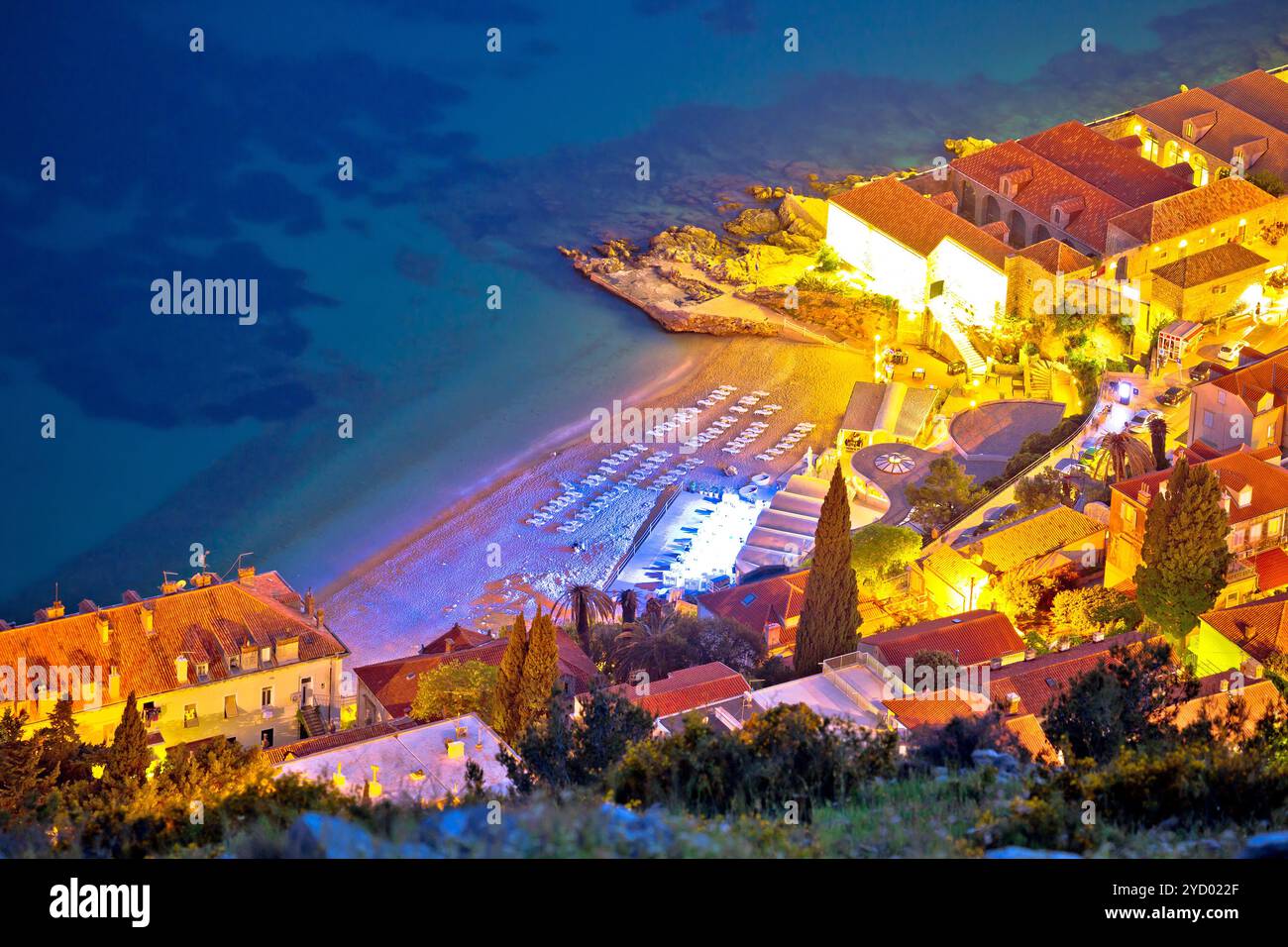 Banje beach in Dubrovnik aerial evening view Stock Photo - Alamy