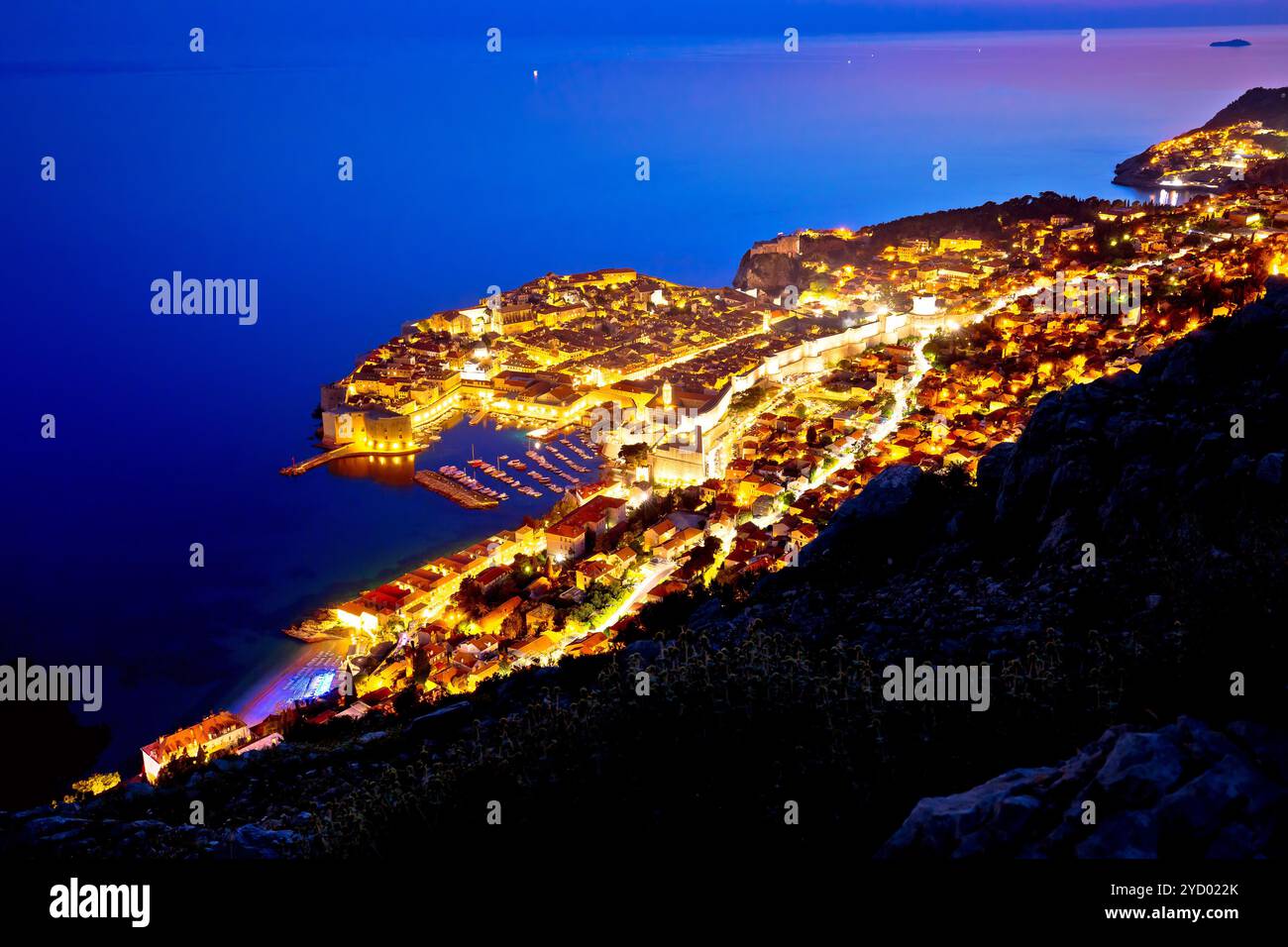 Town of Dubrovnik archipelago evening view from above Stock Photo - Alamy