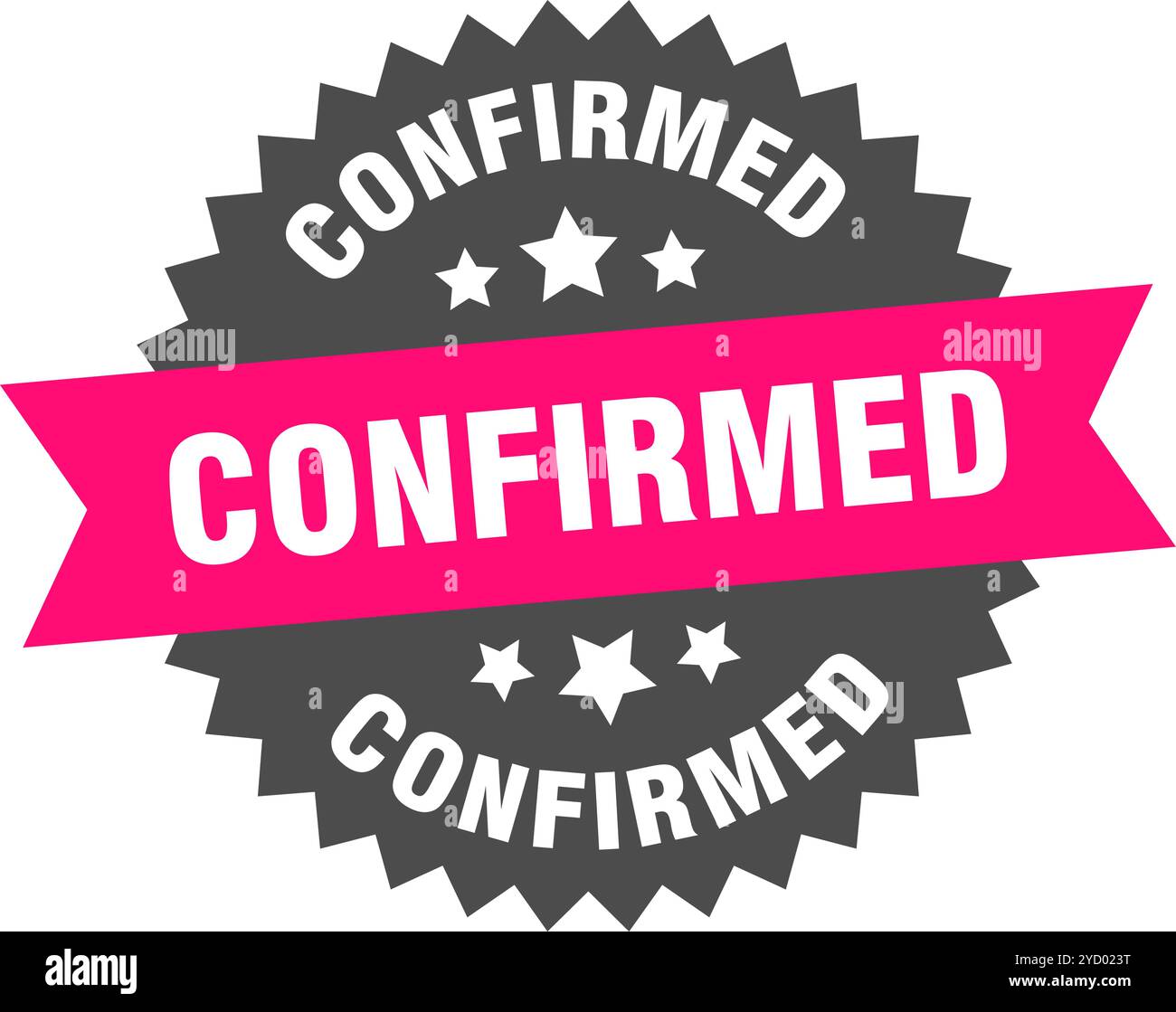 confirmed round pink label isolated on transparent background ...