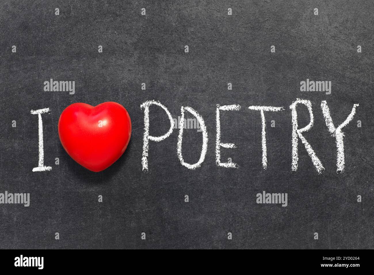 I love poetry phrase handwritten on blackboard with heart symbol Stock ...