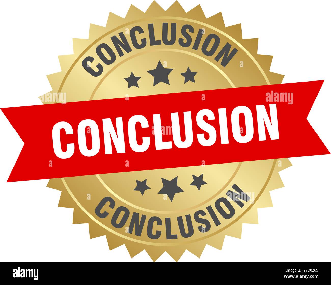 conclusion round red and gold label isolated on transparent background ...