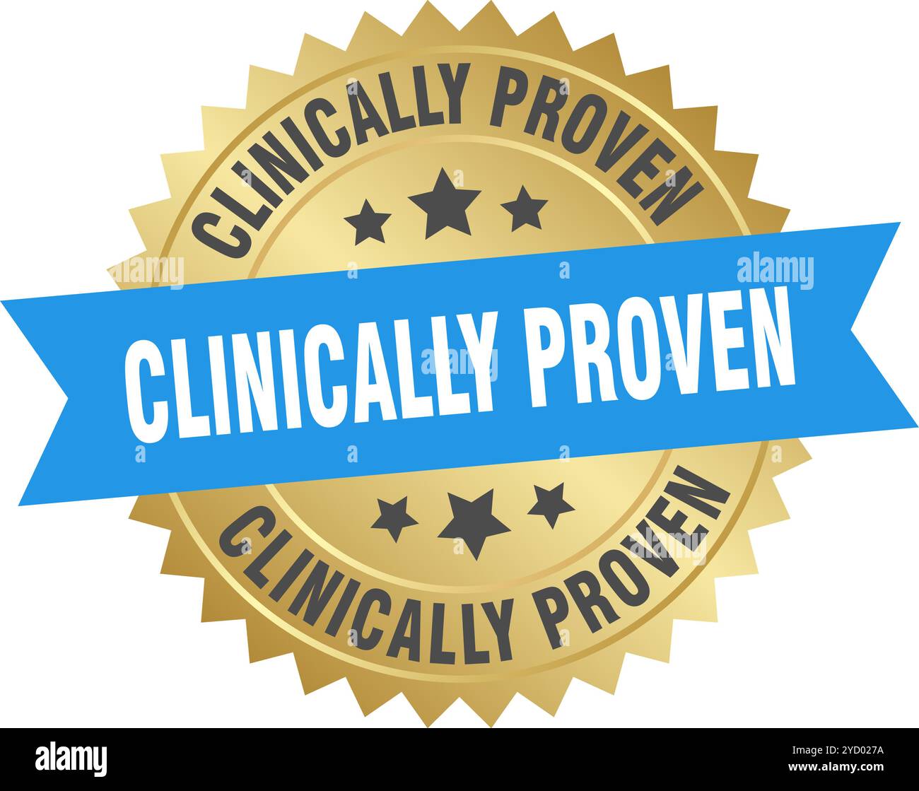 clinically proven round blue and gold label isolated on transparent ...