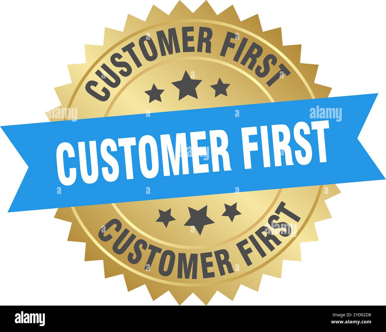 customer first round blue and gold label isolated on transparent ...