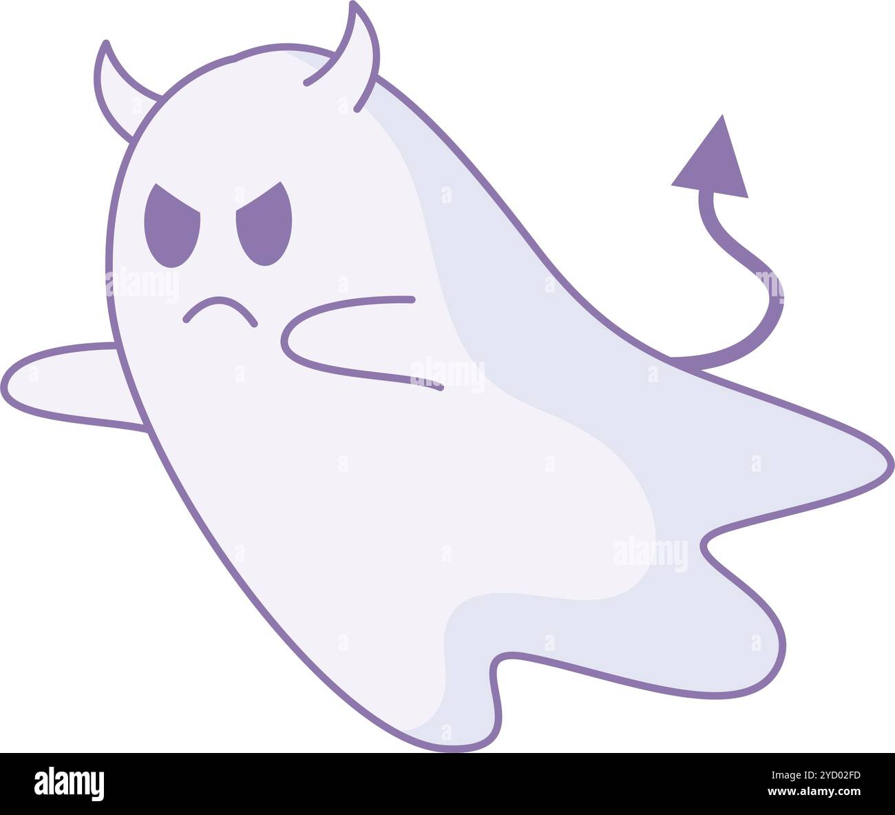 Angry cartoon devil ghost with horns and tail, Vector Stock Vector ...