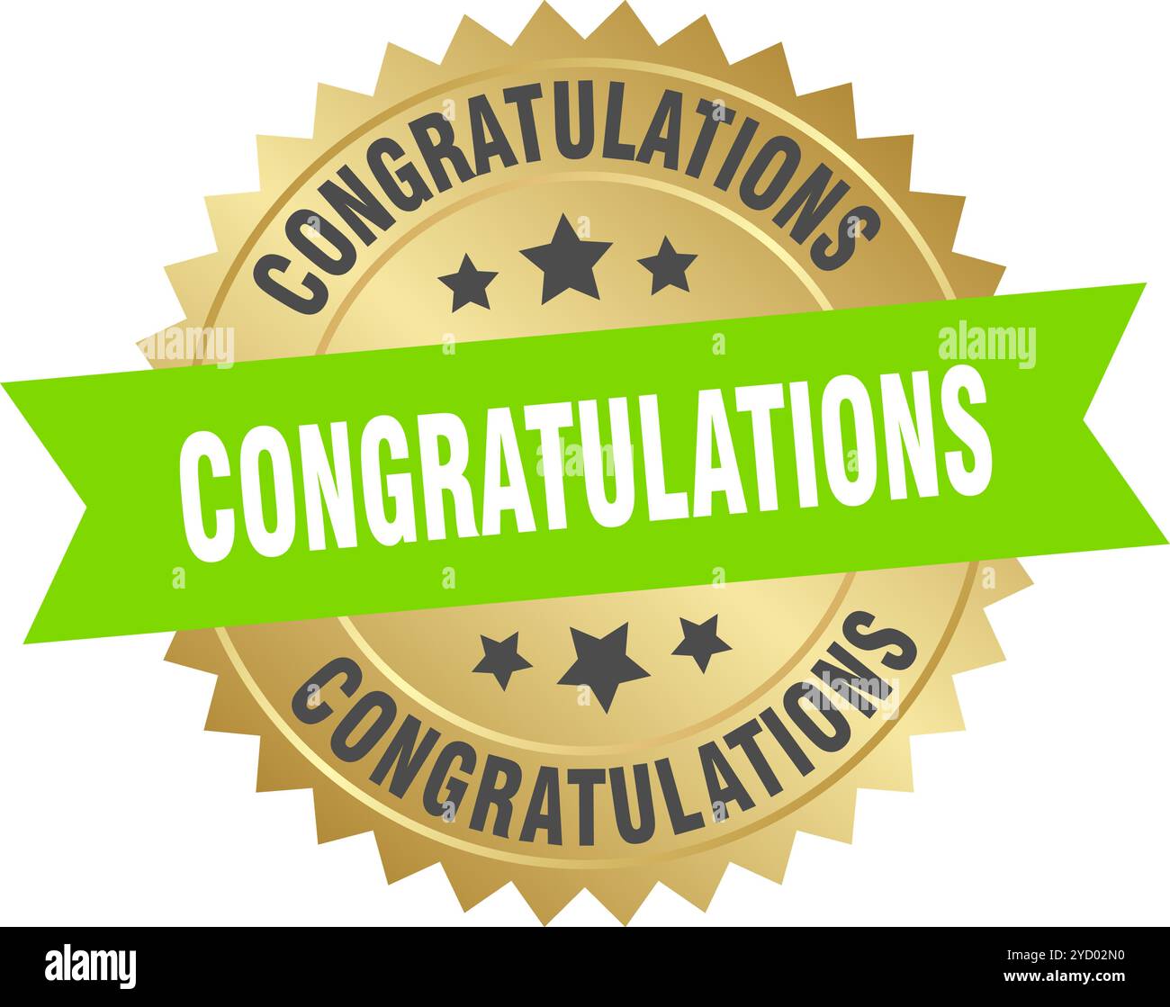 congratulations round green and gold label isolated on transparent ...