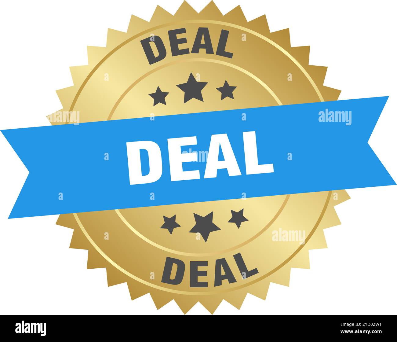 deal round blue and gold label isolated on transparent background. deal ...