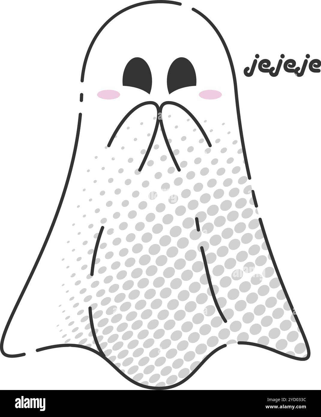 Shy cartoon ghost laughing and covering face, halftone, Vector Stock ...