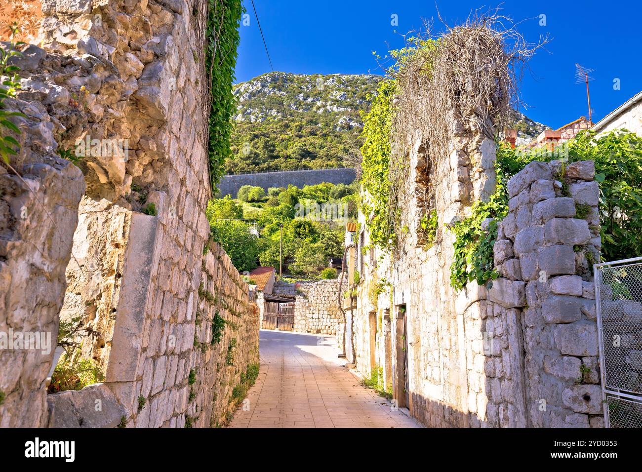 Town of Ston street old historic ruins view Stock Photo - Alamy