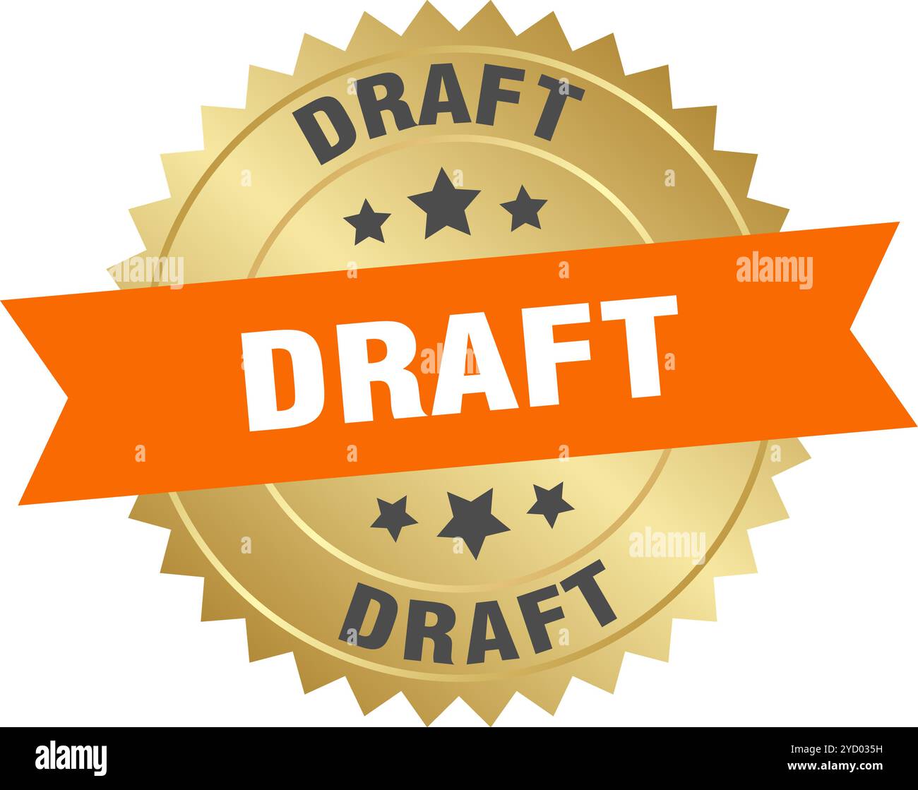 draft round orange and gold label isolated on transparent background ...