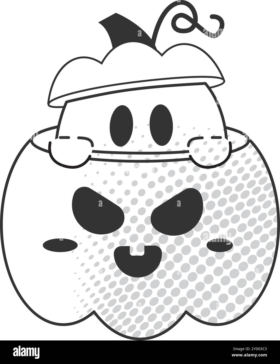 Cartoon ghost peeking out from pumpkin with halftone effect, Vector ...