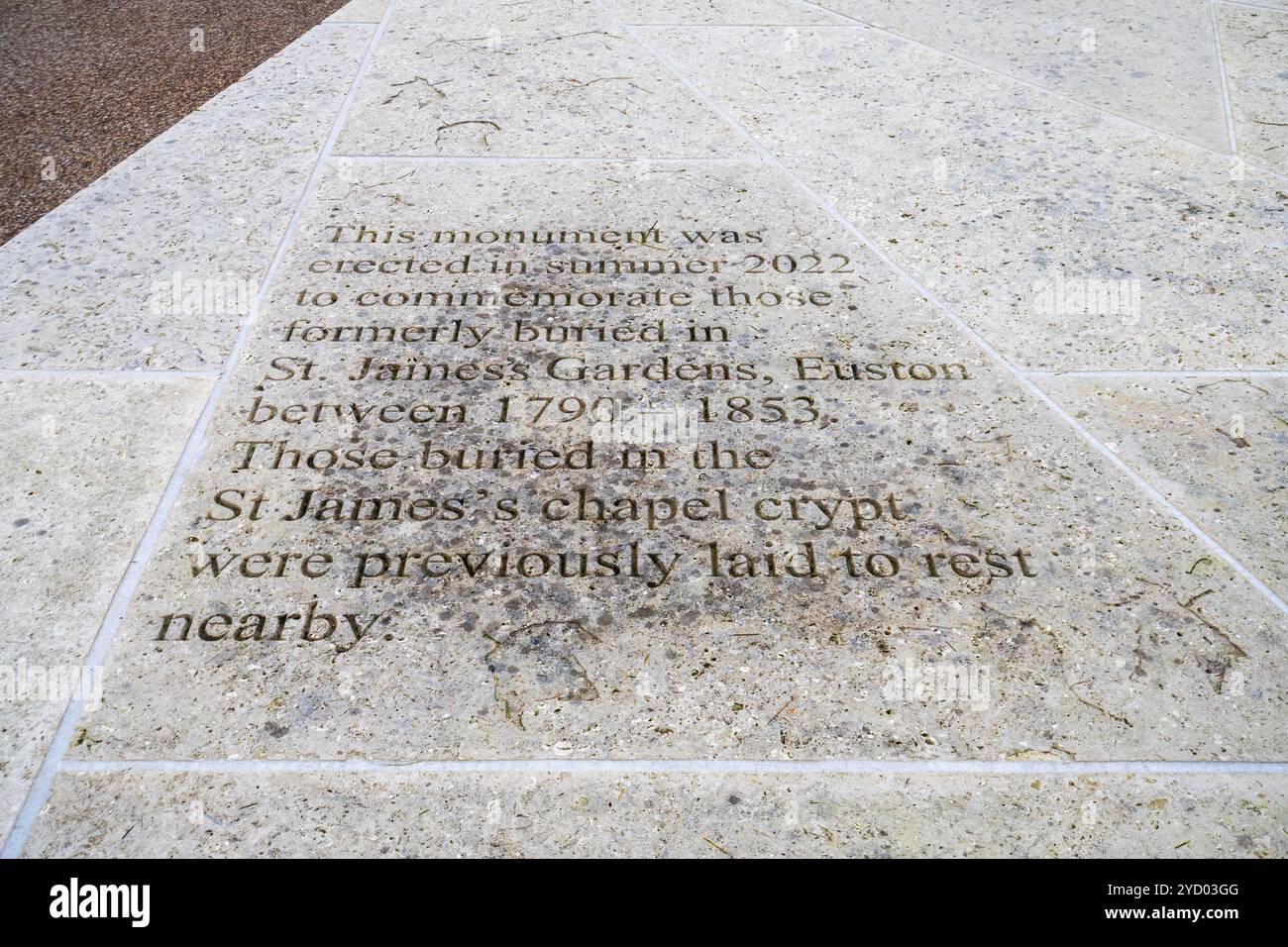 Memorial to the Buried Population of St James's Gardens, Euston, London reinterred in Brookwood ...