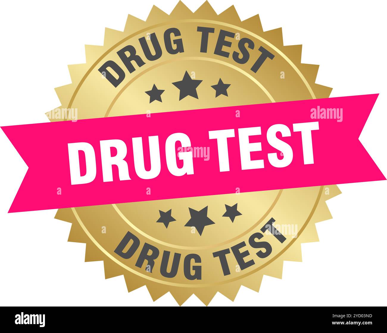 drug test round pink and gold label isolated on transparent background ...