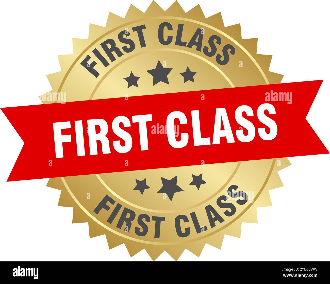 first class round red and gold label isolated on transparent background ...