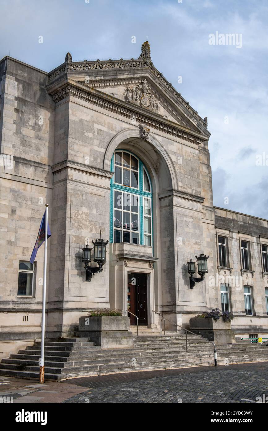 entrance to city hall or civic centre council offices and headquarters ...