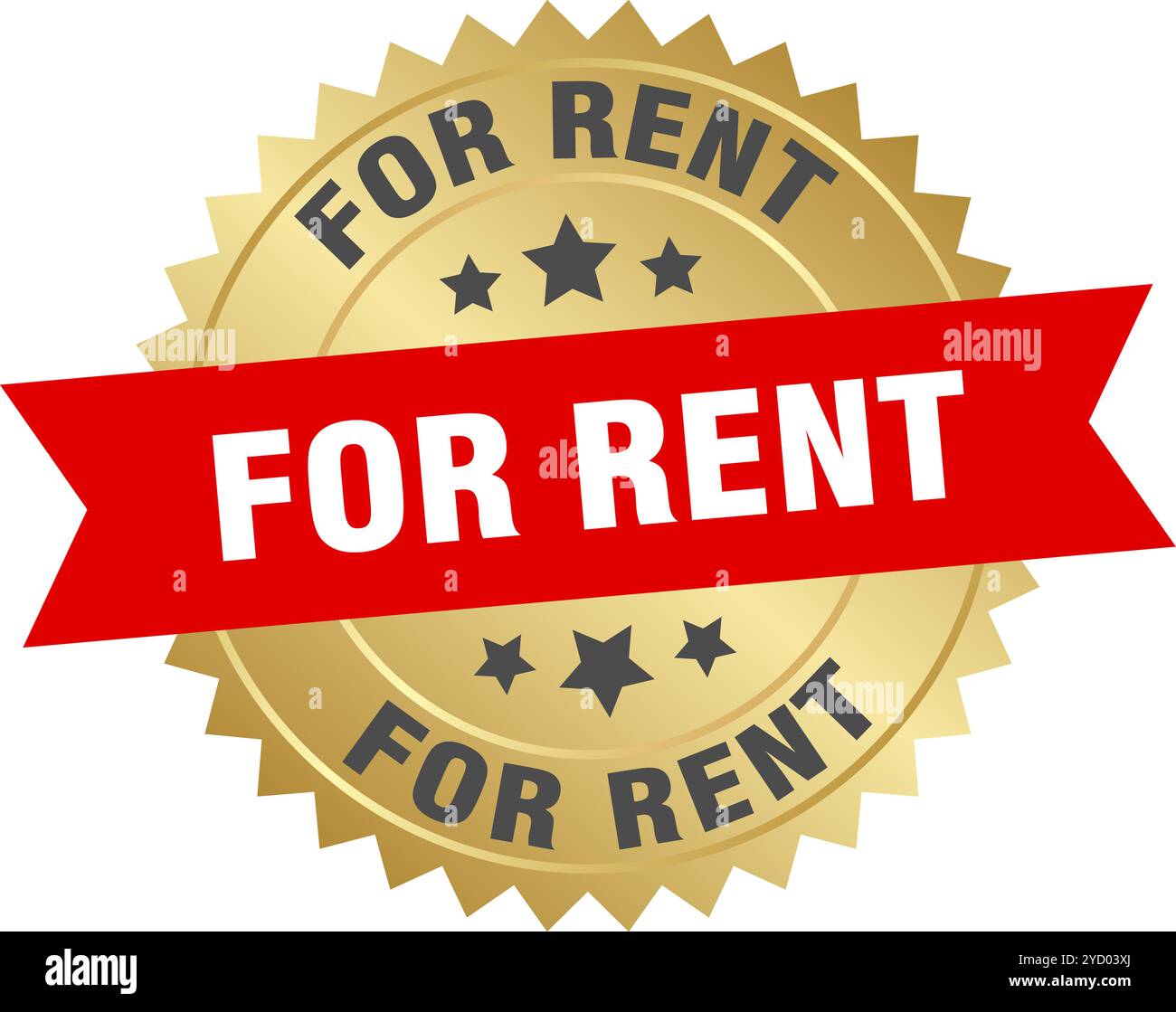 for rent round red and gold label isolated on transparent background ...